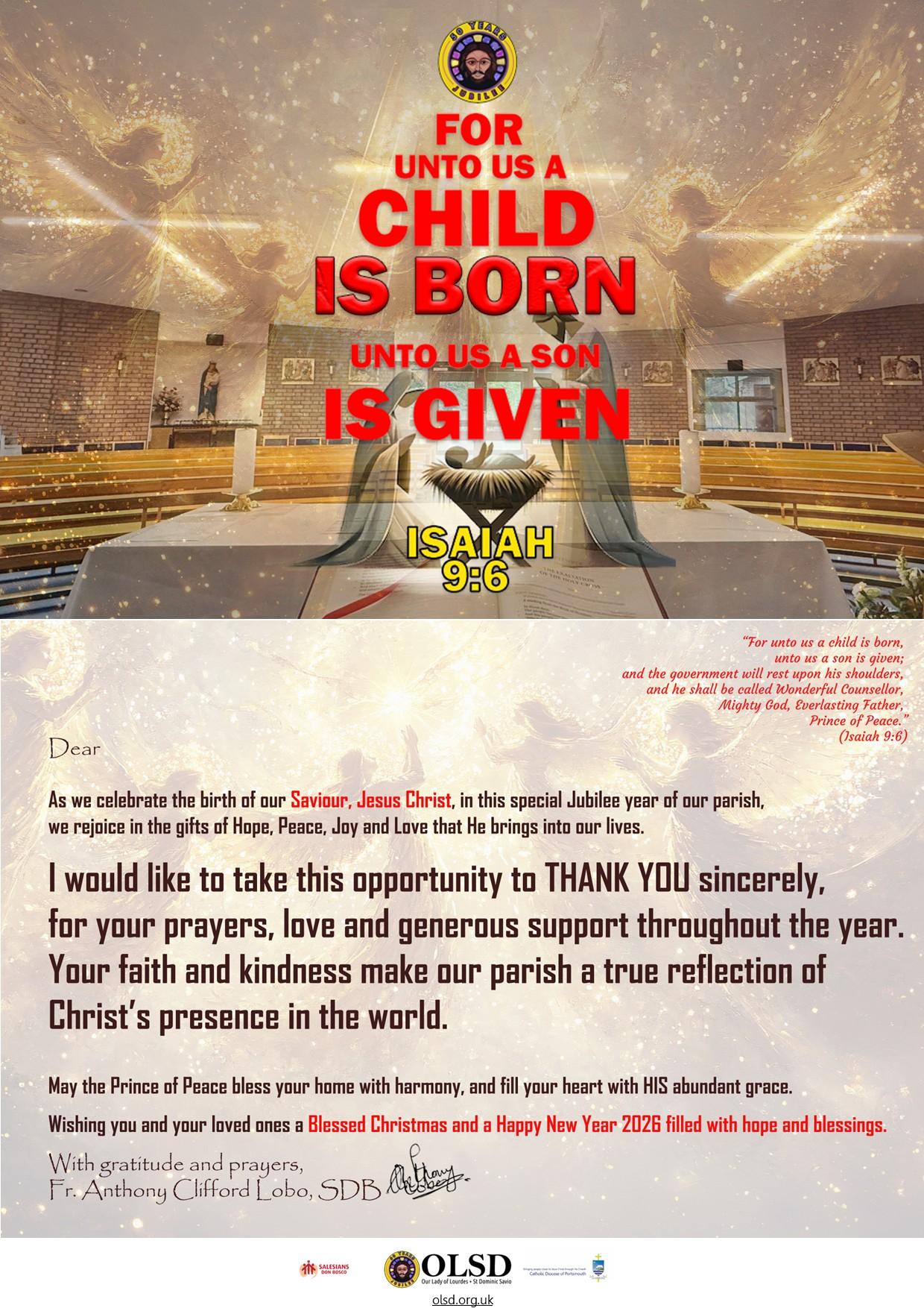 Fr Anthony’s Christmas Message – OLSD